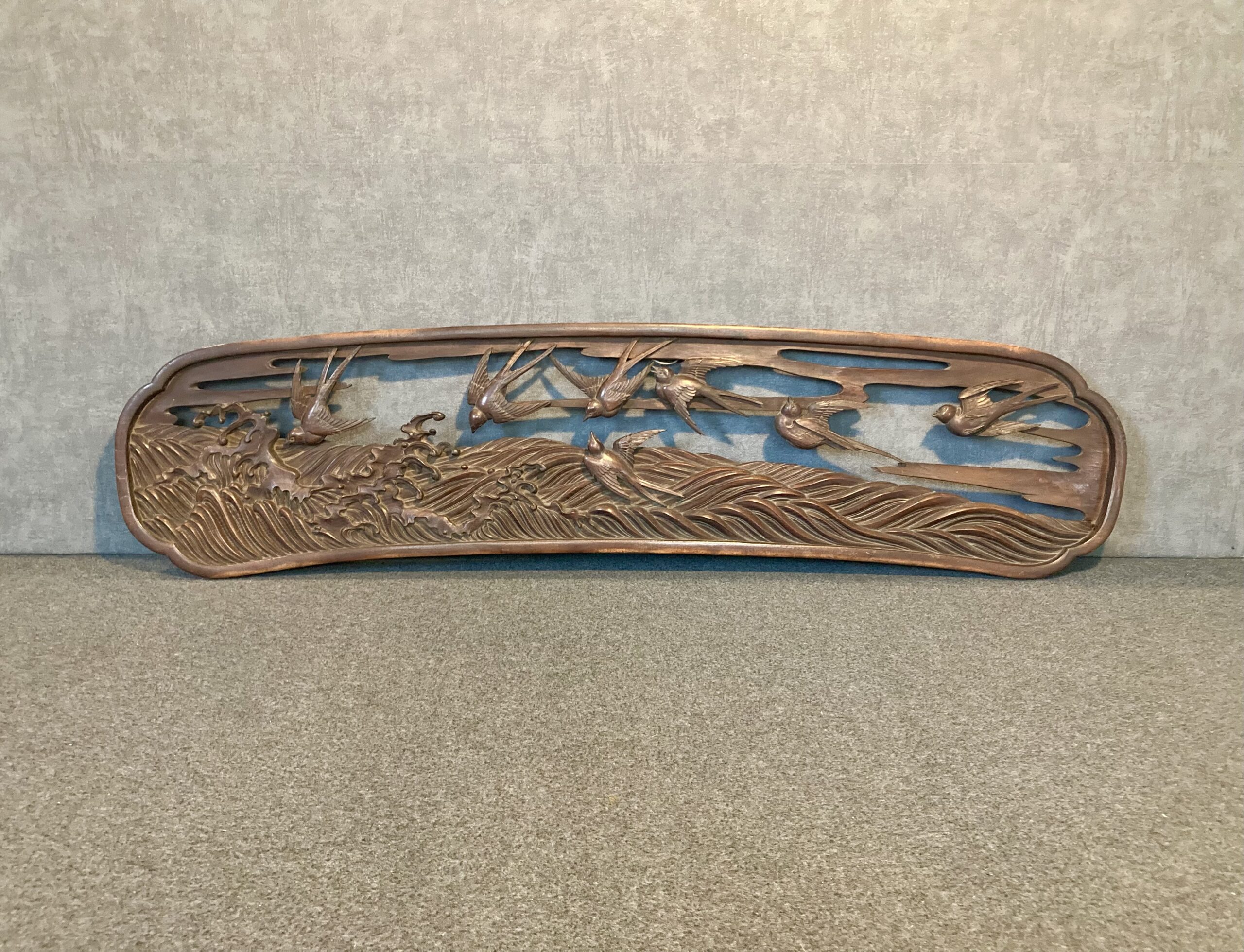 Antique Japanese Swallow 'Ranma (欄間)' (Transom) | Zen Antiques